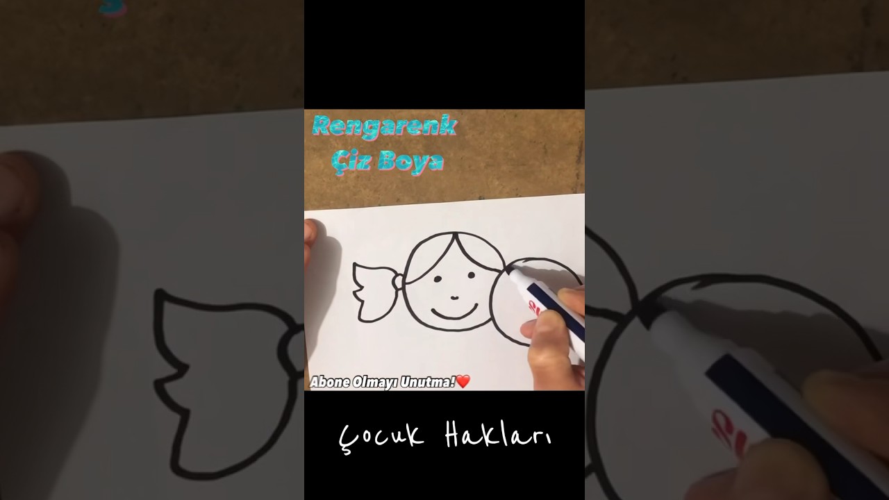 20 Kasım, Dünya Çocuk Hakları Günü Resmi, ADIM ADIM ÇİZİMLER, Kolay çizim, kolay boyama,