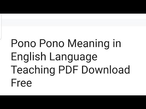 Pono Pono Meaning In English Language Teaching PDF Download Free