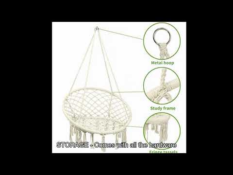 Goutime Hammock Chair with Hanging Hardware Kits, Macrame Swing Hanging Chairs for Indoor