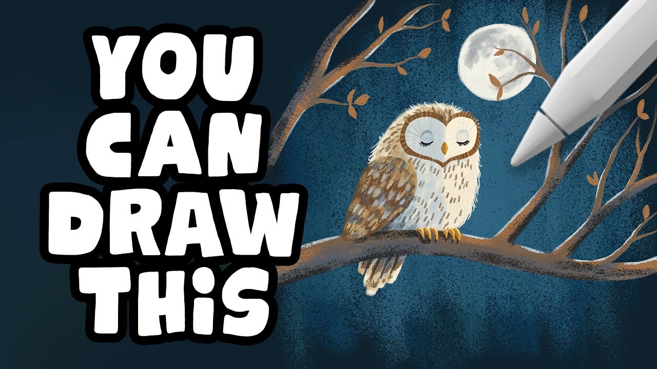 You Can Draw This 🦉 Cozy Owl in Moonlight | Procreate Drawing Tutorial