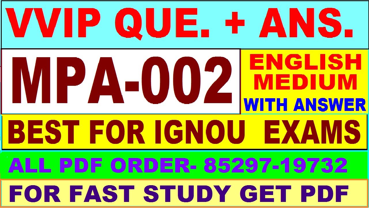 MPA 002 important questions with answer in English | mpa 002 Previous Year Question Paper