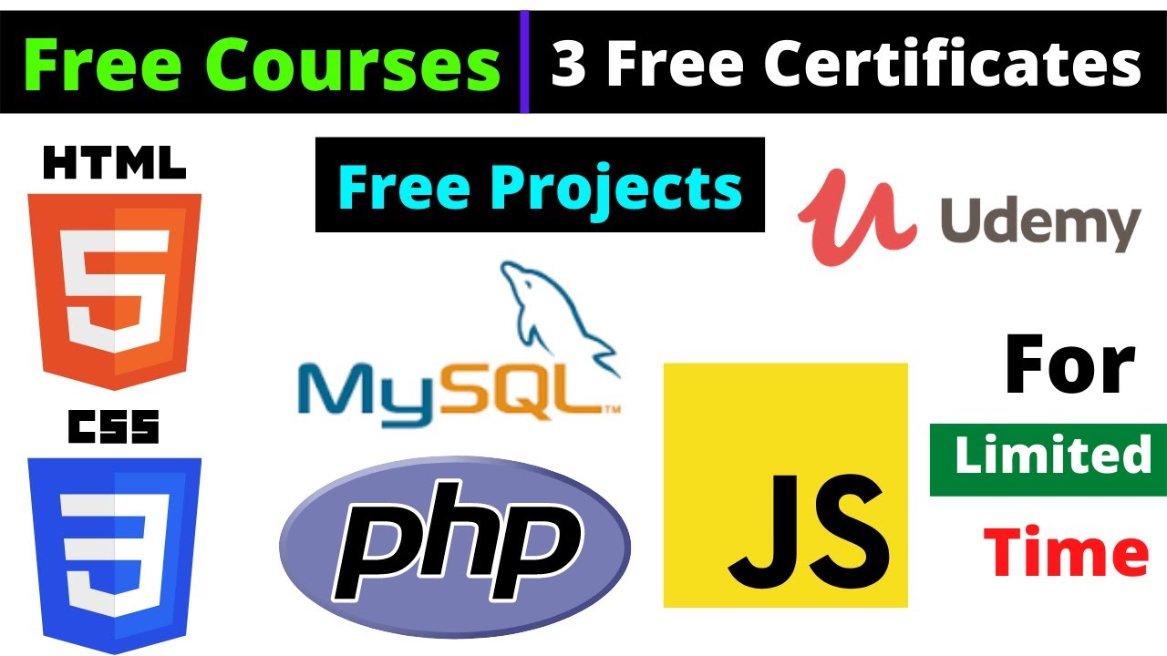 Udemy Free Certificate Courses HTML CSS JavaScript PHP MySQL + Projects Online Classes #DeepShukla