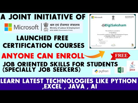 Microsoft & Ministry of India Launched Free Certification Courses for Students | Java ,Excel ,Python