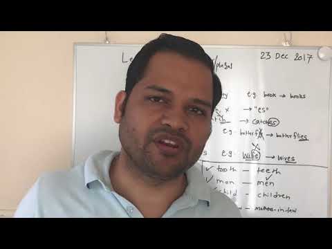 Lecture 9 - Singular and Plural nouns in English grammar