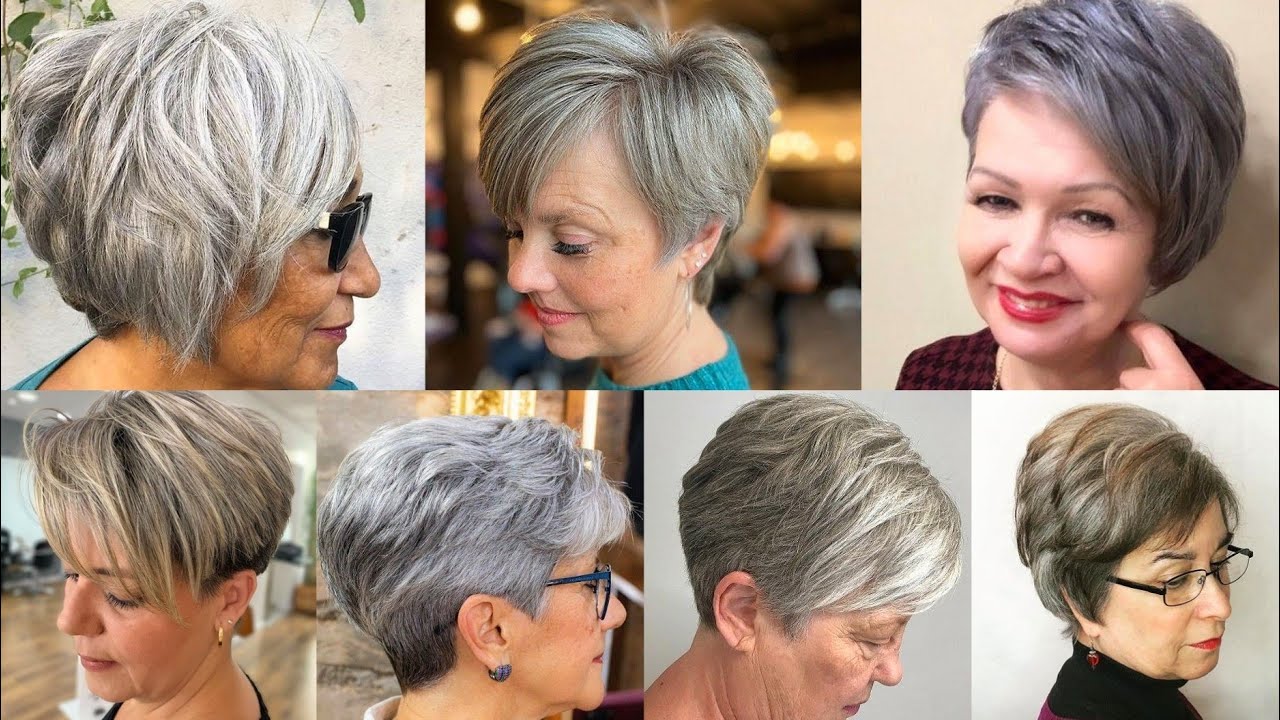 Outstanding Short Haircuts with Attractive Gray Hair Dye Color Makeover For Women Over 50-60 & More