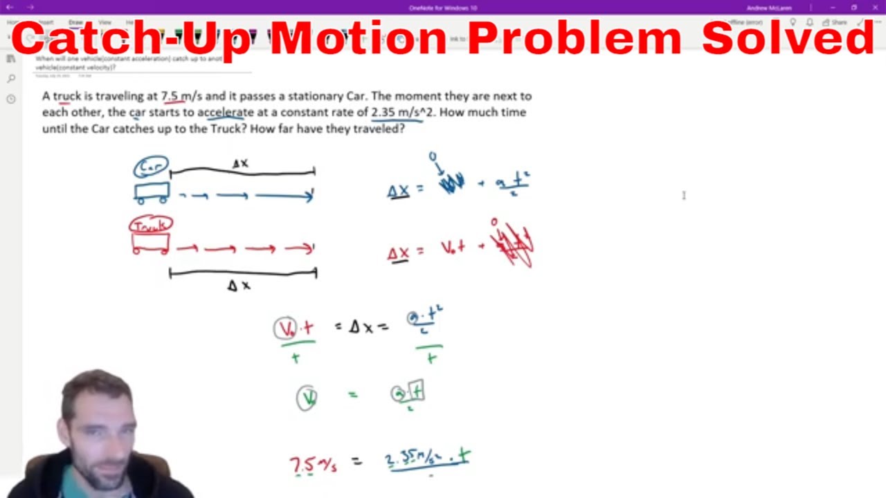 Constant Acceleration Catches Up to Constant Speed / Classic Exam Question - Physics Tutorial