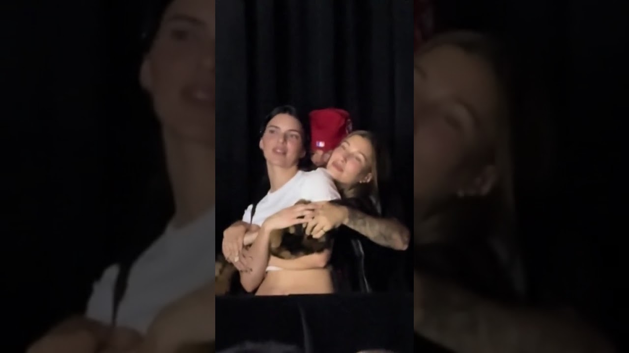 Justin Bieber fue captado abrazando a Kendall Jenner y a su esposa en concierto
