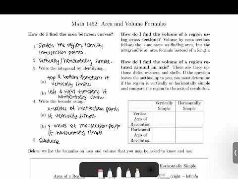 TTU Math 1452 Area and Volume Formulas
