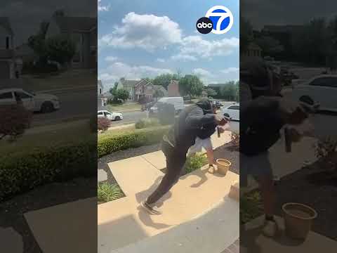 Dueling porch pirates scuffle to steal package outside Pennsylvania home | #Shorts