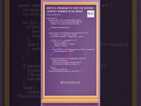 Java program to find the second largest number in an array|Java Programming#java #coding #interview