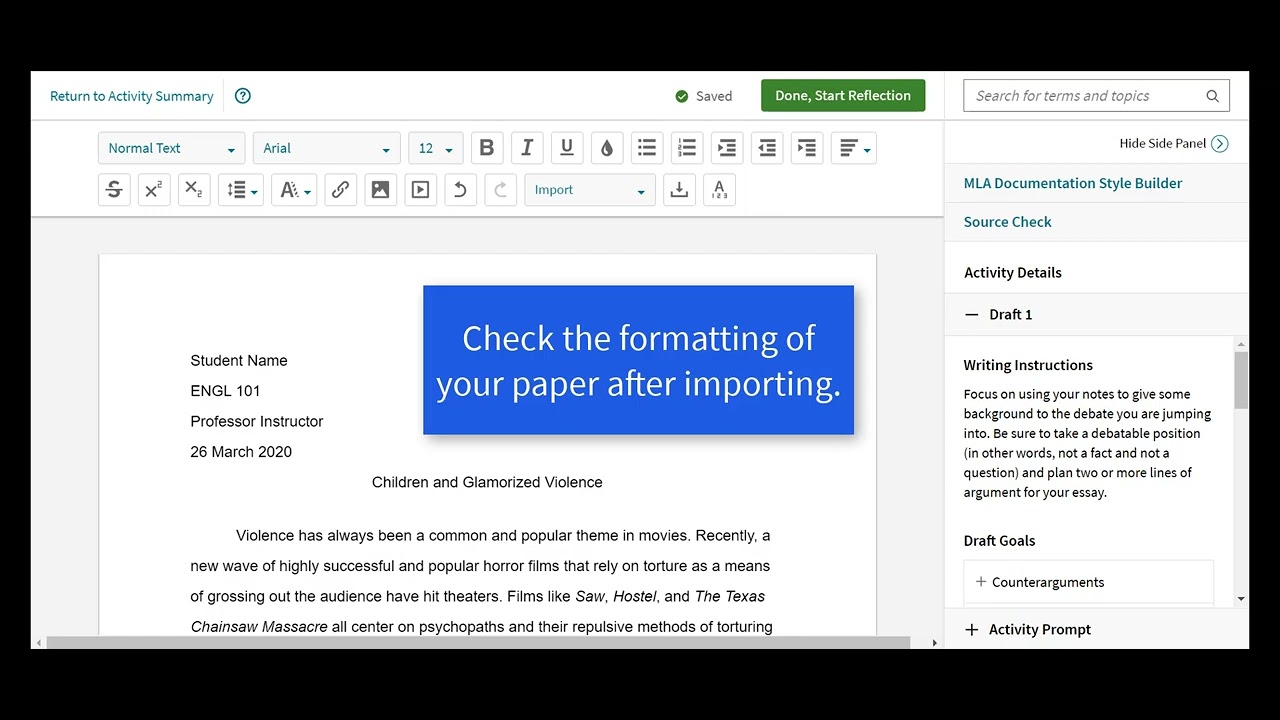 Completing an Achieve Writing assignment