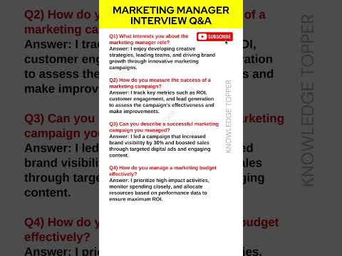Marketing Manager Interview Questions and Answers