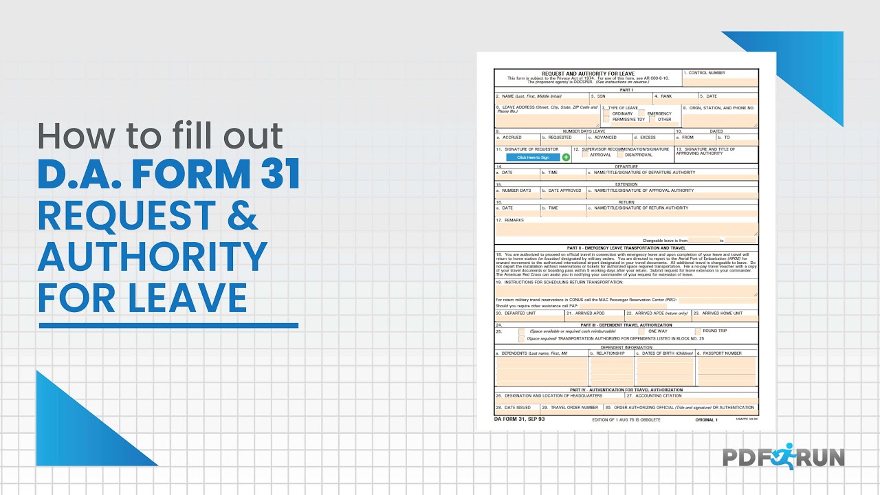 How to Fill Out DA-31 Form (Request and Authority for Leave) Online | PDFRun