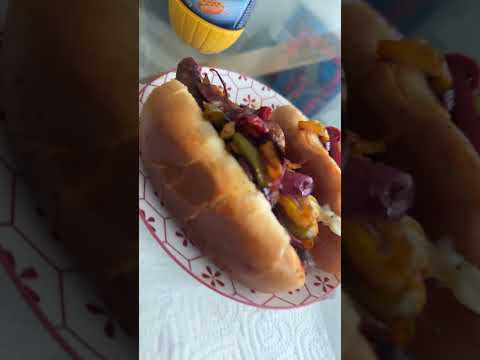 Bell peppers onions sausage dogs Quick lunch 🔥 #food #foodie #letthecookingdothetalking