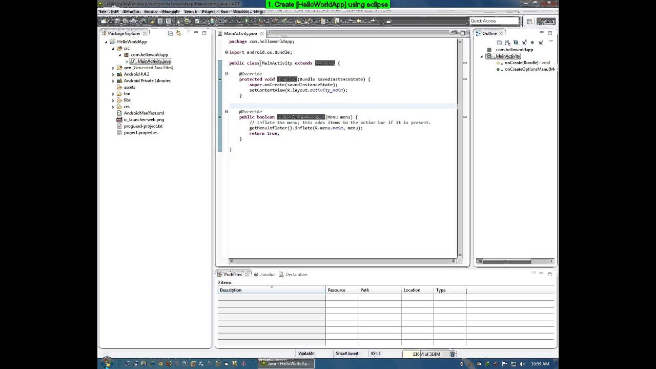 1  Create Hello World App using eclipse by Jasbir
