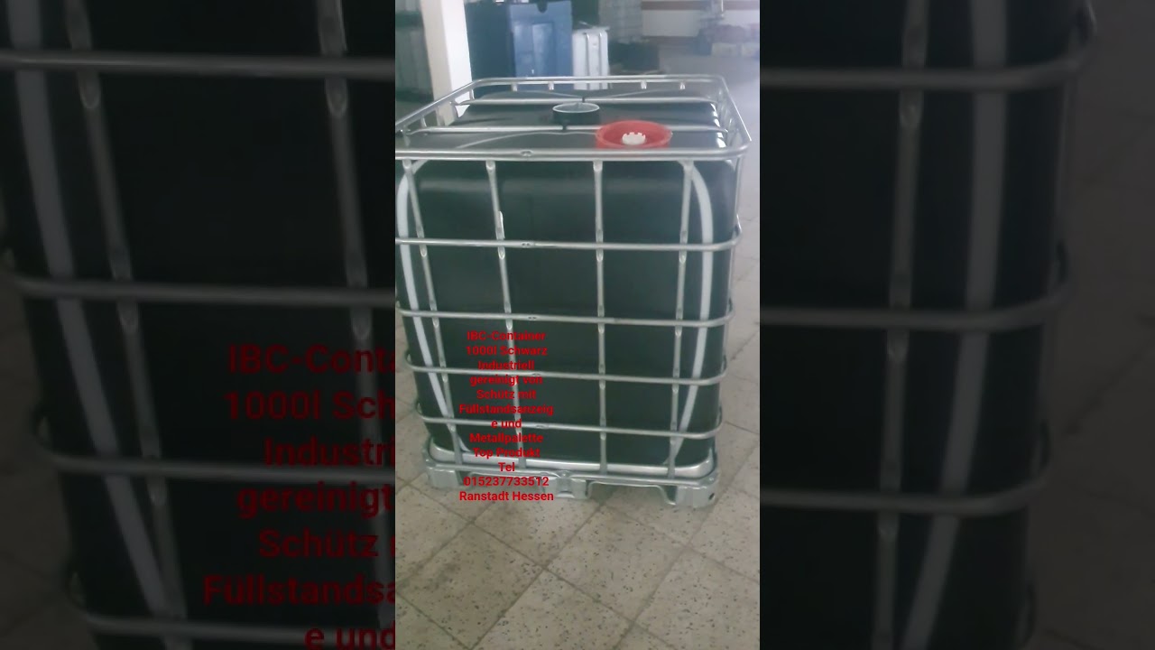 IBC-Container 1000l Schwarz Industriell gereinigt top sauber Füllstandsanzeige und Metallpalette