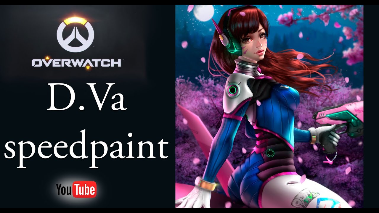 D.Va (Overwatch) speed paint drawing process