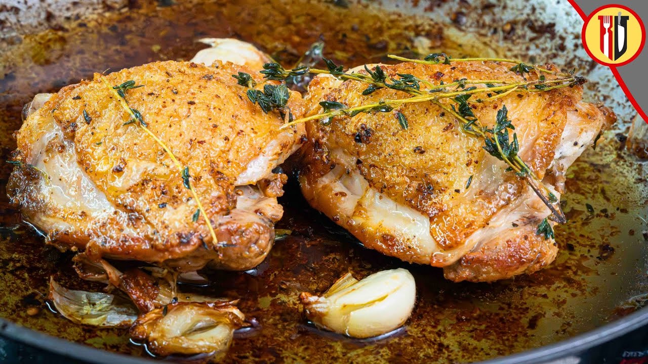 How to cook chicken thighs in a pan with butter
