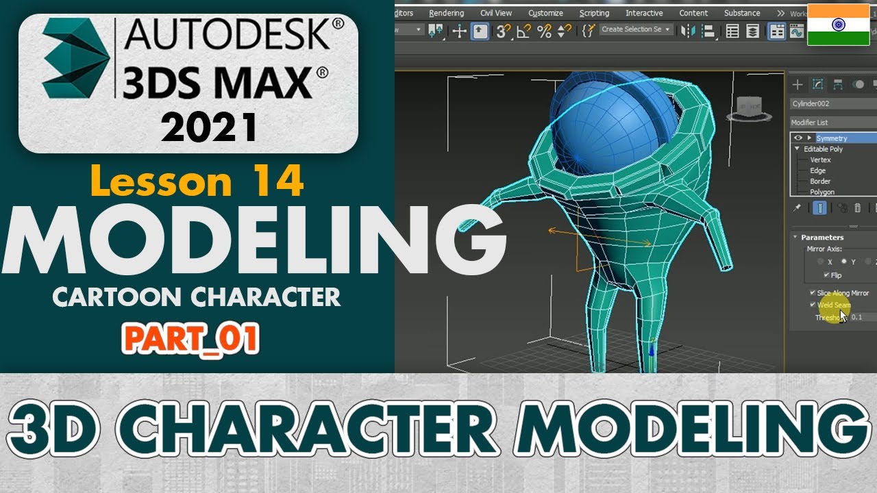 Modeling Cartoon character :Modeling Character For Animation in Max :Low Poly Game Character: Part 1