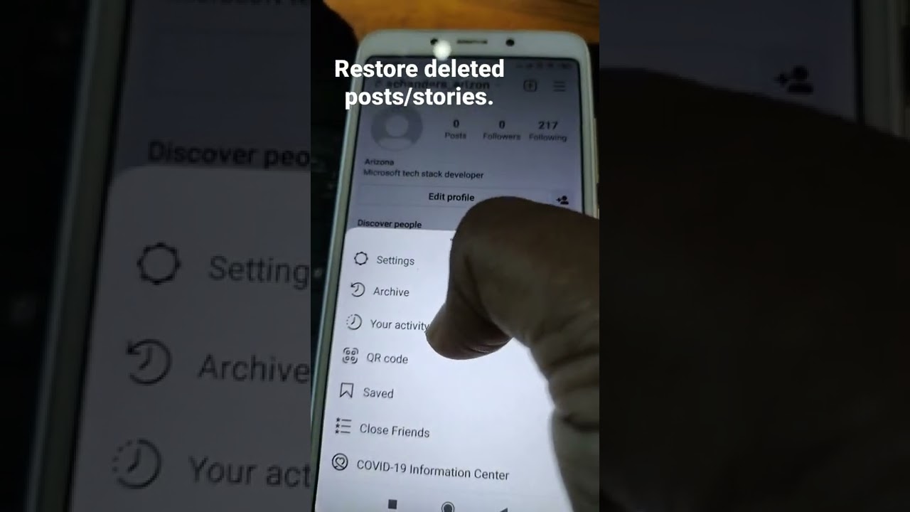 Restore deleted insta posts/stories.