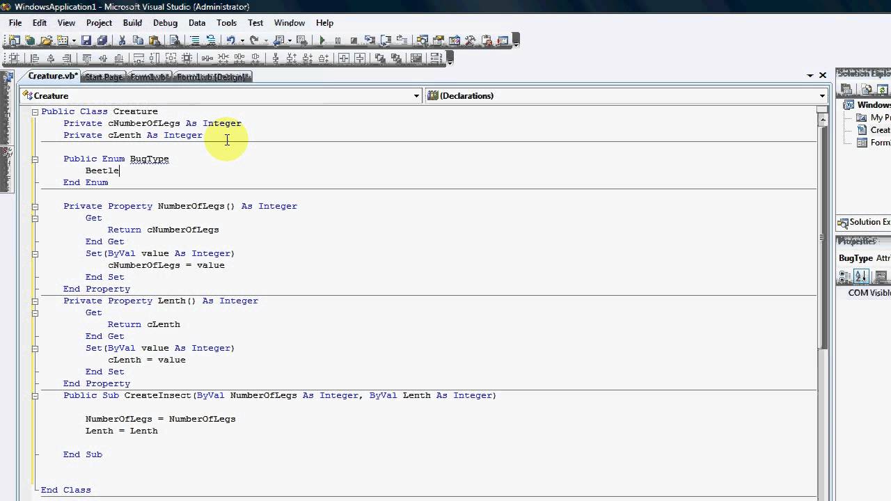 VB.NET Working With Classes: OOP, Object creation and structures (2)