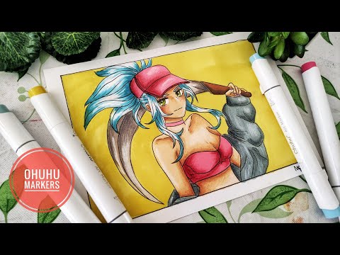 ❄️ Ohuhu Markers Anime Illustration | Coloring Page Easy tutorial