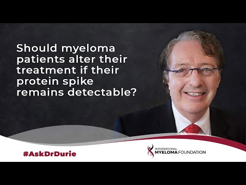 Should myeloma patients alter their treatment if their protein spike remains detectable?