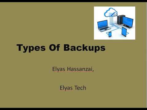 Types Of Backups, Full Backup, Differential Backup, Incremental Backup, Snapshot
