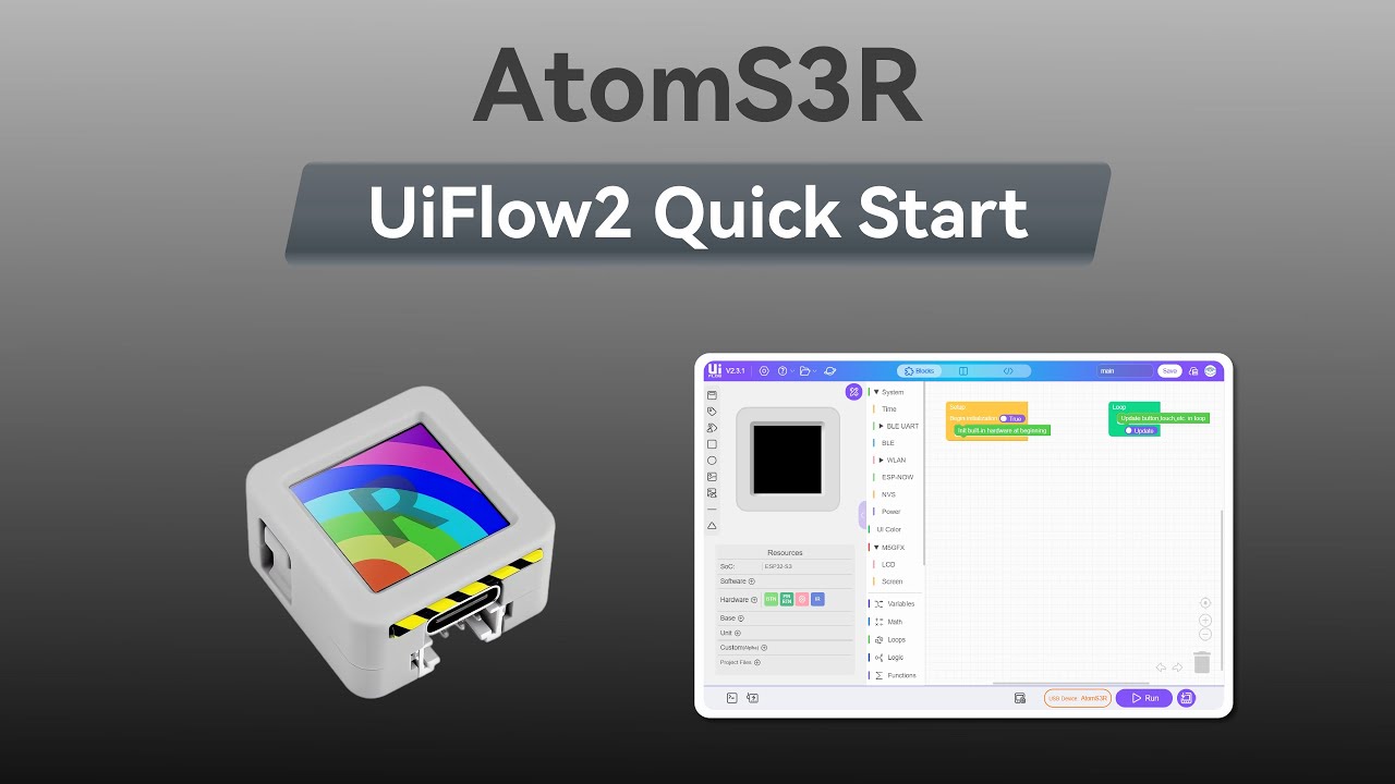 AtomS3R | UIFlow 2.0 Device Basic Tutorial