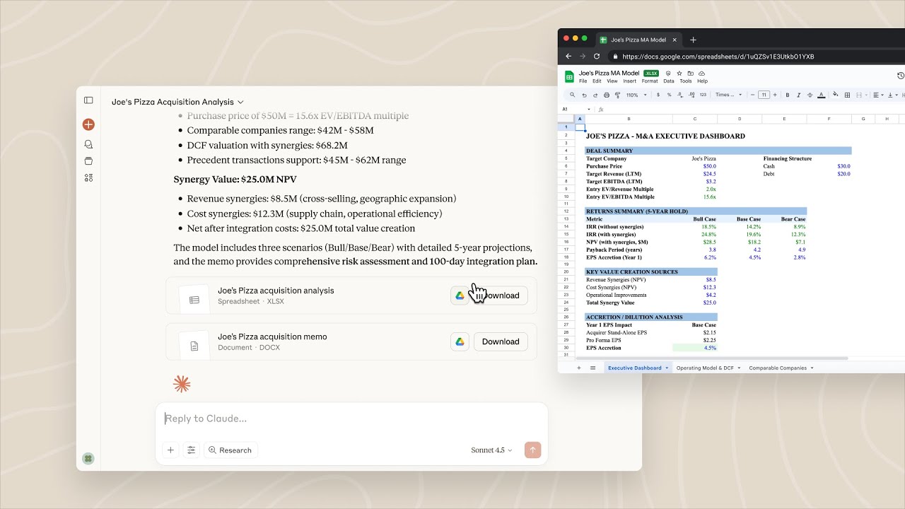 Create polished files in minutes with Sonnet 4.5