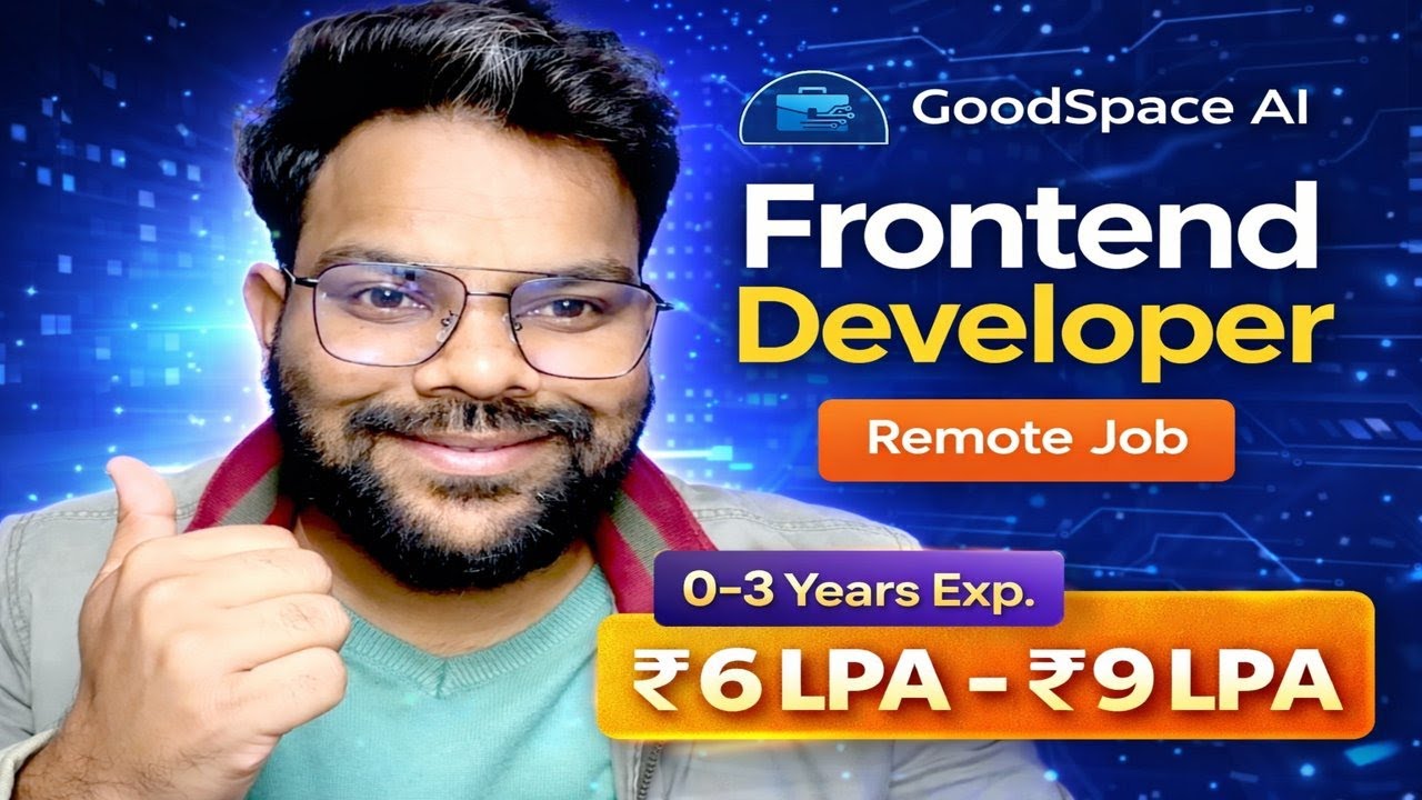 Frontend Developer Job at GoodSpace AI (Remote) | React / Next.js | 0–3 Years | ₹6–9 LPA