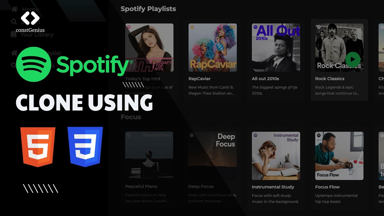 Spotify Clone Using HTML CSS | Creating a Spotify Clone | HTML CSS Project