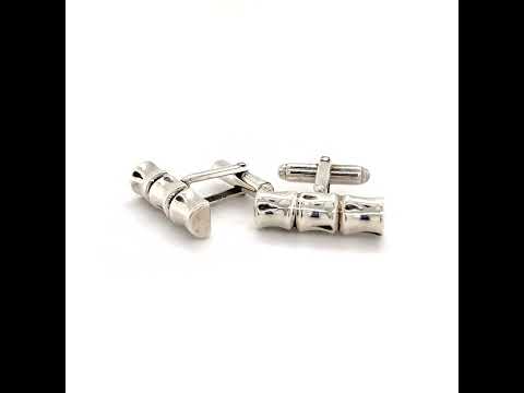 TIFFANY & CO ESTATE STERLING SILVER BAMBOO STYLE CUFFLINKS 10.52 GRAMS TIF193