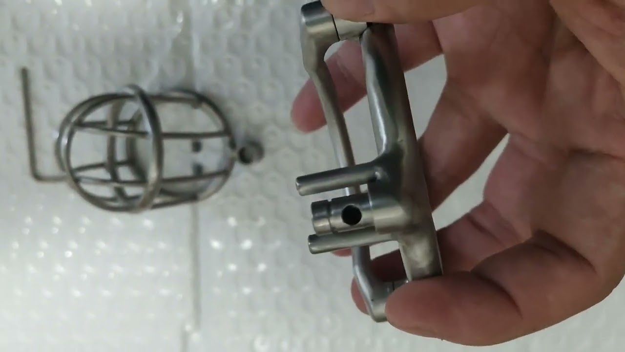 TITANIUM STEEL CHASTITY CAGE DOUBLE LOCK KEYLESS SQ10349