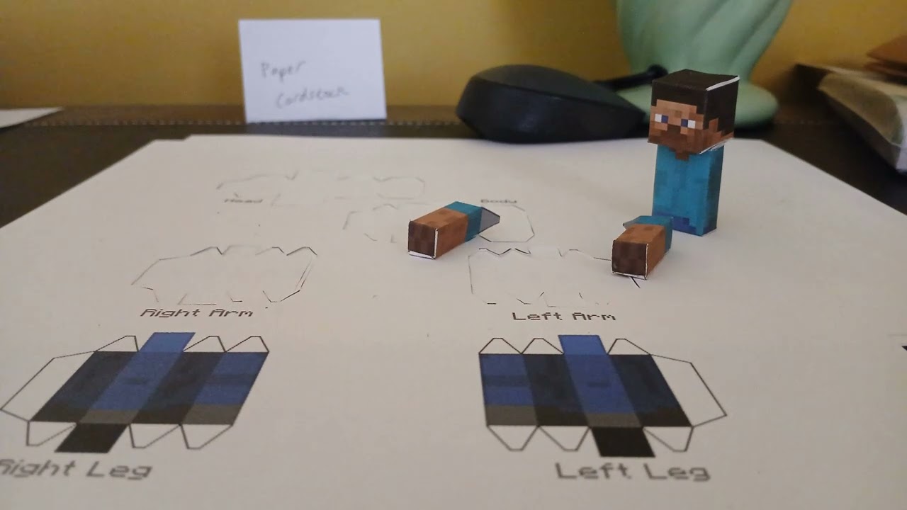 Minecraft Steve Papercraft Stop Motion (Template from Pixel Paper)