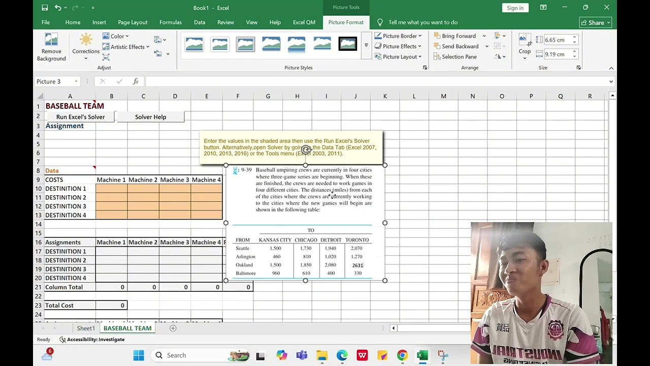 Assignment Problem Using Excel QM