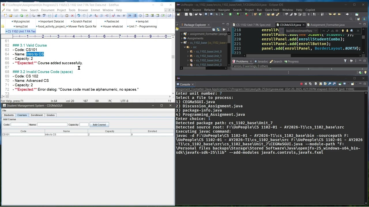 CS 1102 Unit 7 - Programming Assignment