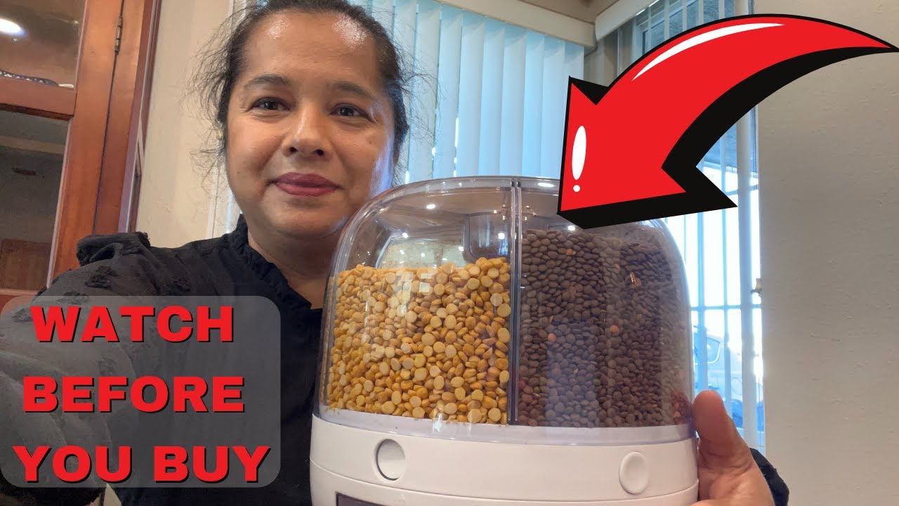 Rotating Grain Storage Bin 6 Grids Rice Container One-Click Output Large Capacity Food Dispenser
