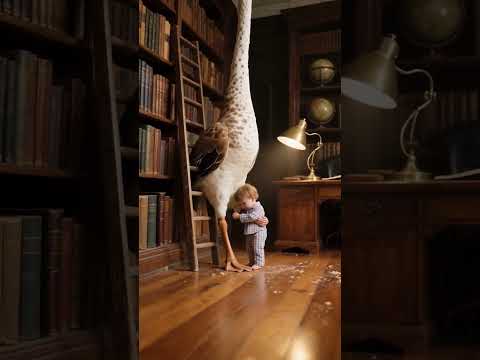 Gigantic Indian Runner Duck in a Vintage Library