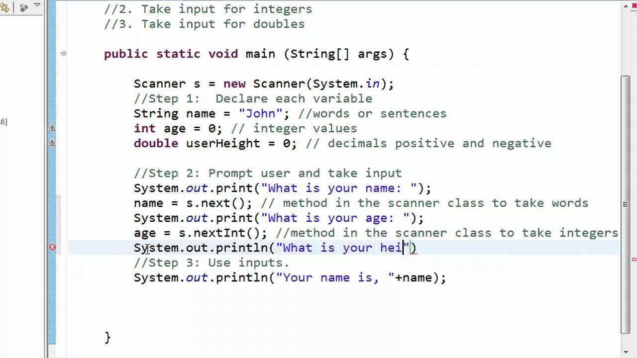Eclipse - Taking inputs Scanner class