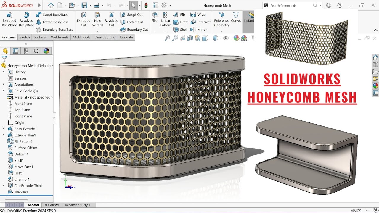 SolidWorks Tutorial | Step-by-Step Realistic Honeycomb Mesh Modeling