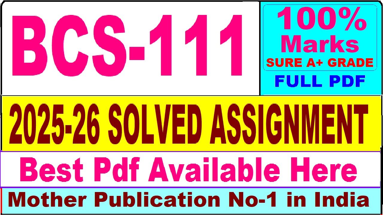BCS 111 solved assignment 2025-26 || bcs 111 solved assignment 2026 in English || ignou bcs111