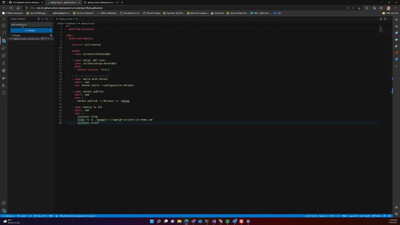 GitHub Actions: deploying an ASP.NET React app to IIS