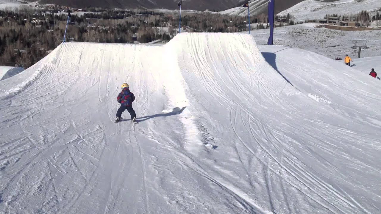 Kai skiing the table top jumps at Dollar