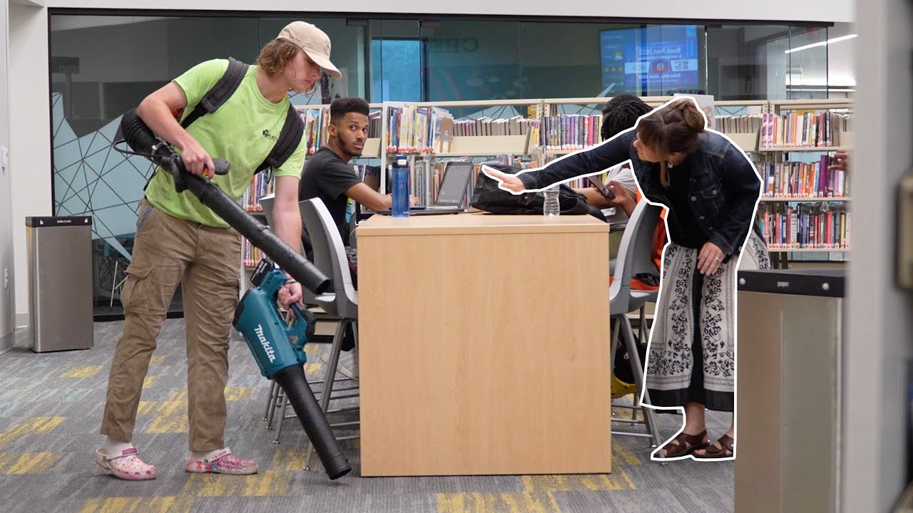 Leaf Blower in Library Prank!