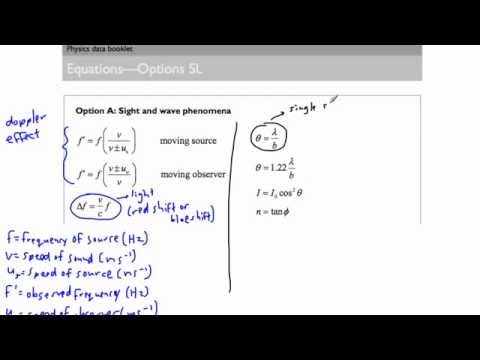 IB Physics SL Review - Data Booklet Option A (Sight and Wave)