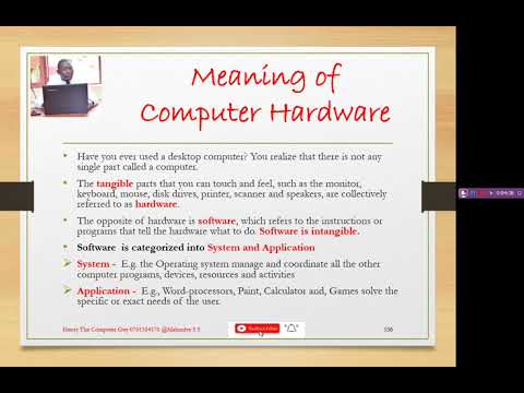 NC Senior One Lesson 29 Meaning of computer hardware, and software