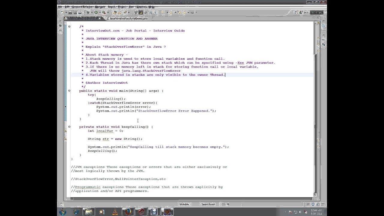 WHAT IS STACKOVERFLOWERROR IN JAVA