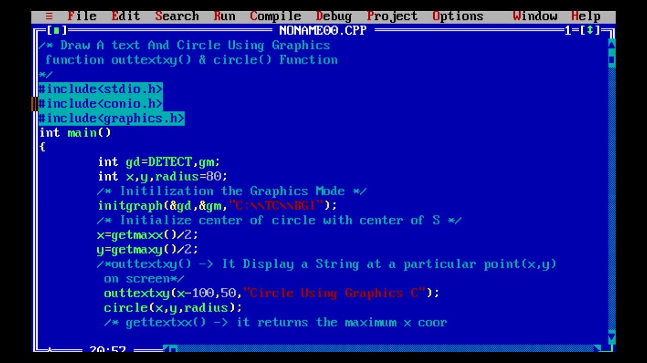 Graphics In C- Draw Circle using circle function