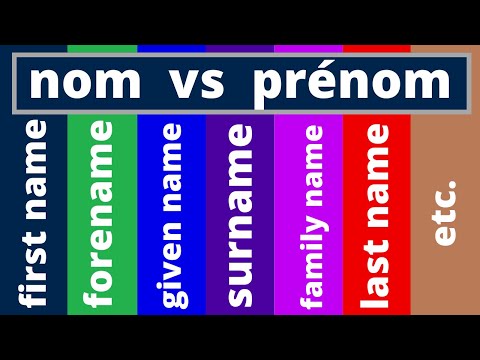 FIRST NAME, GIVEN NAME, FORENAME, SURNAME, FAMILY NAME, LAST NAME IN FRENCH (through Hindi/English)